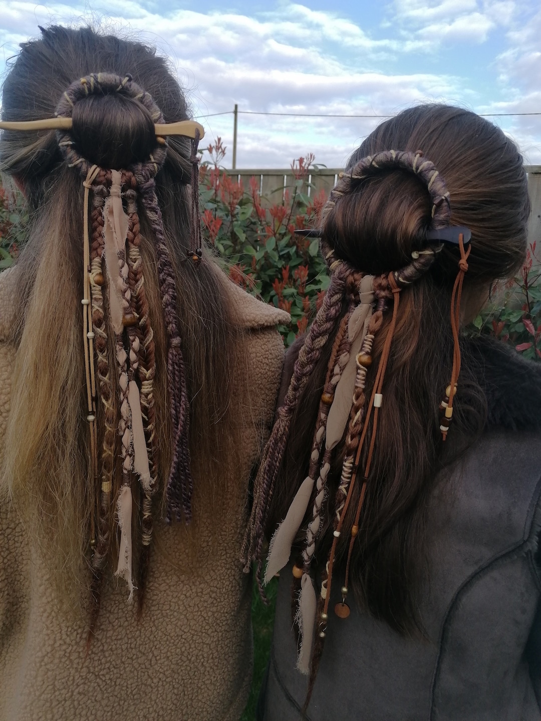 Hair Slides, Circle & Pin Hair Barrette Brown Synthetic Hair Ring ...