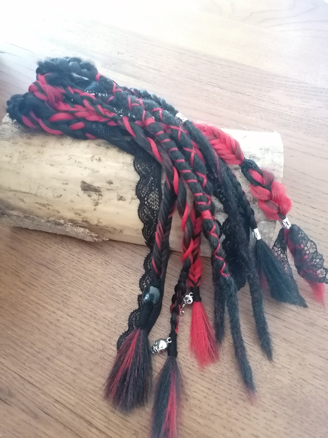 RED and BLACK Goth Dreads 35cm Red Gothic Dreadlocks Braids Hair ...