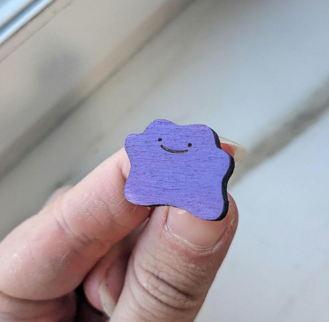 DITTO, Pokémon Wooden Pin, Anime Gift Idea for Videogame Lovers, Cute ...