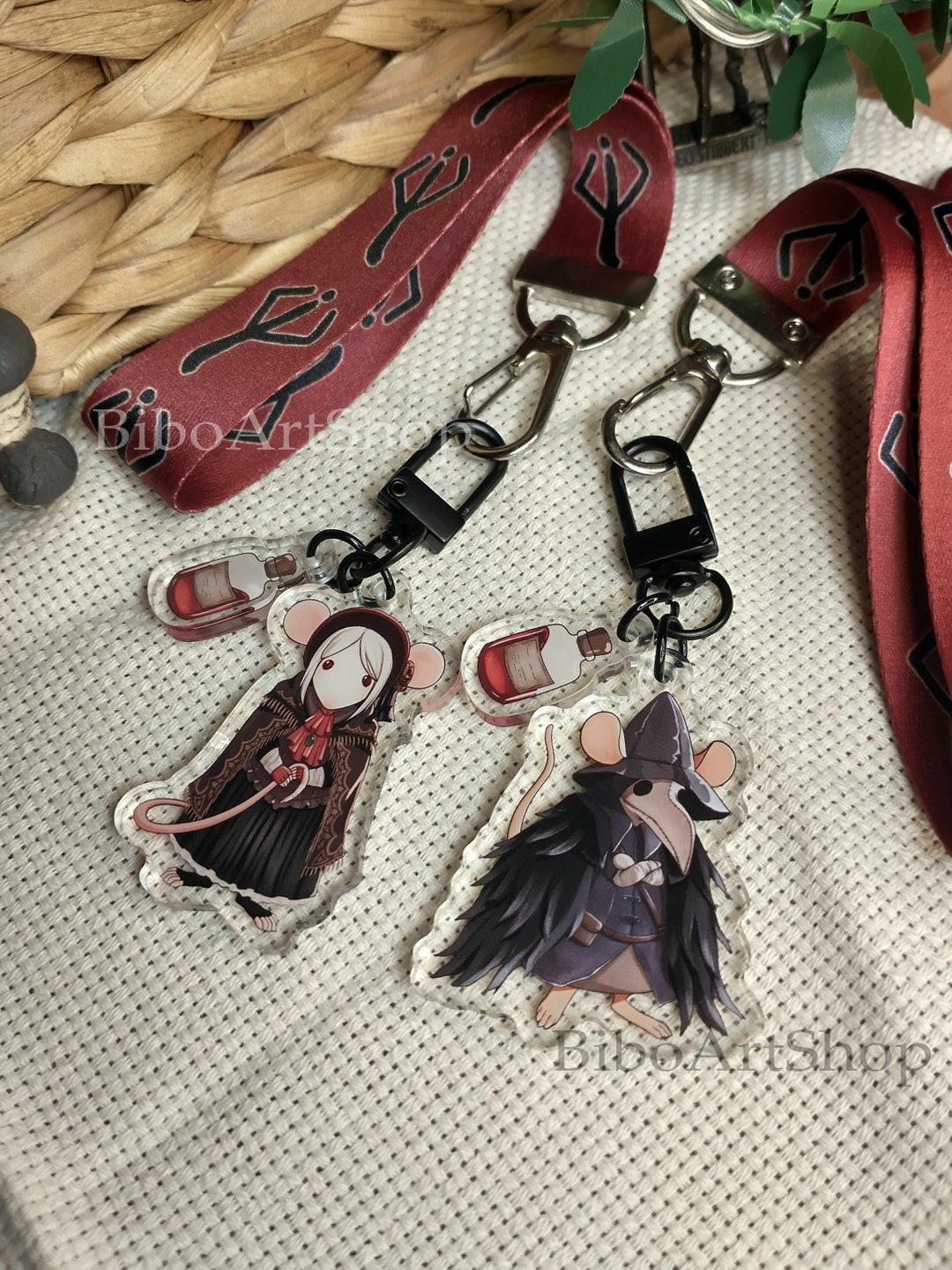BLOODBORNE RAT Lanyard Keychains Acrylic Doll Hunter Micolash Father ...