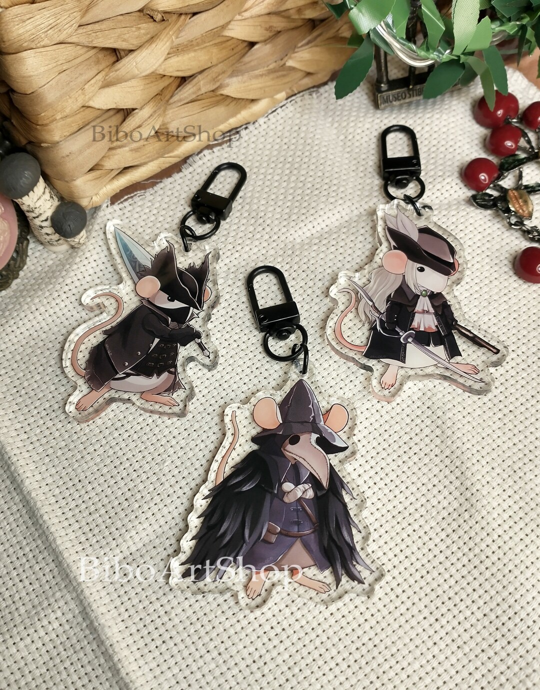 BLOODBORNE RAT Keychains Acrylic Doll Hunter Micolash Father Gascoigne ...