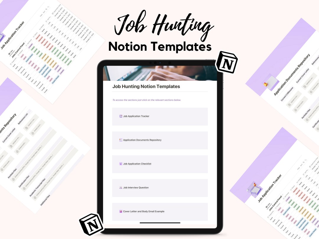 Job Hunting Notion Template, Job Tracking Digital Planner, Career Plan ...