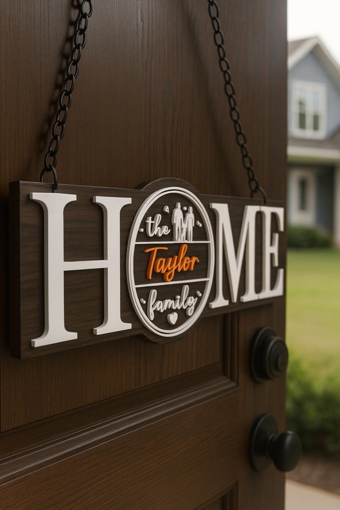 Custom Wood Sign, Last Name Sign, Front Door Welcome, Family Name Decor ...