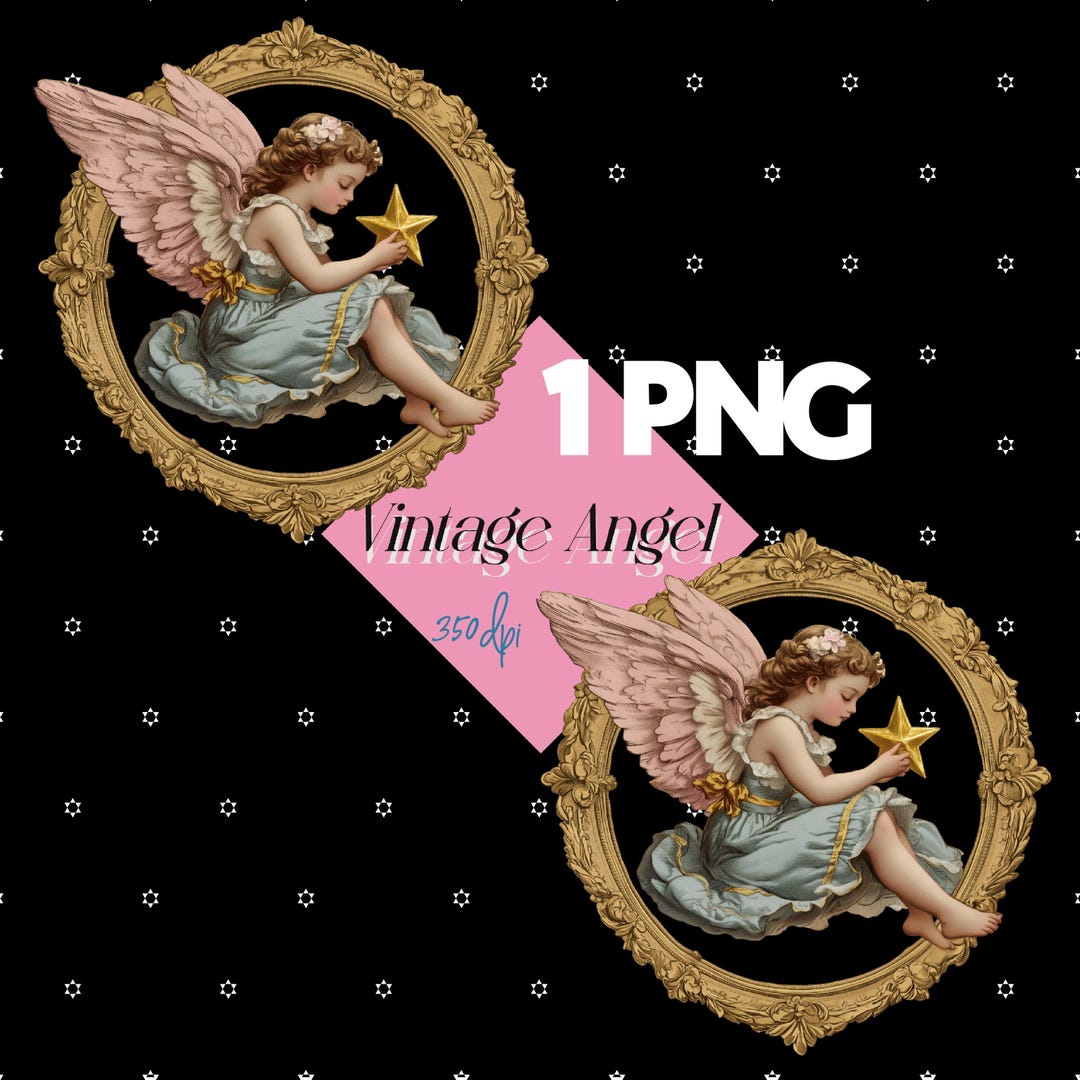 Angels Graphic PNG Digital Tshirt Design Art Vintage Retro Clipart ...