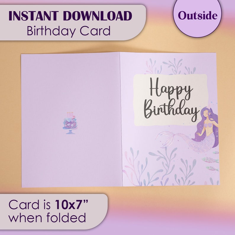 Printable Birthday Card Instant Download, 10x7 Inch Cards for Birthday ...