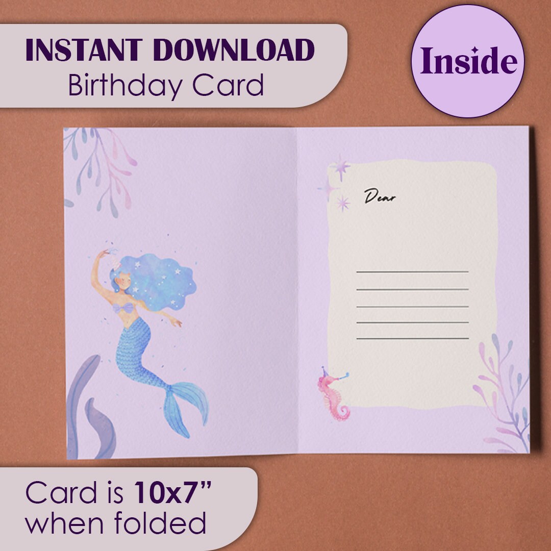 Printable Birthday Card Instant Download, 10x7 Inch Cards for Birthday ...