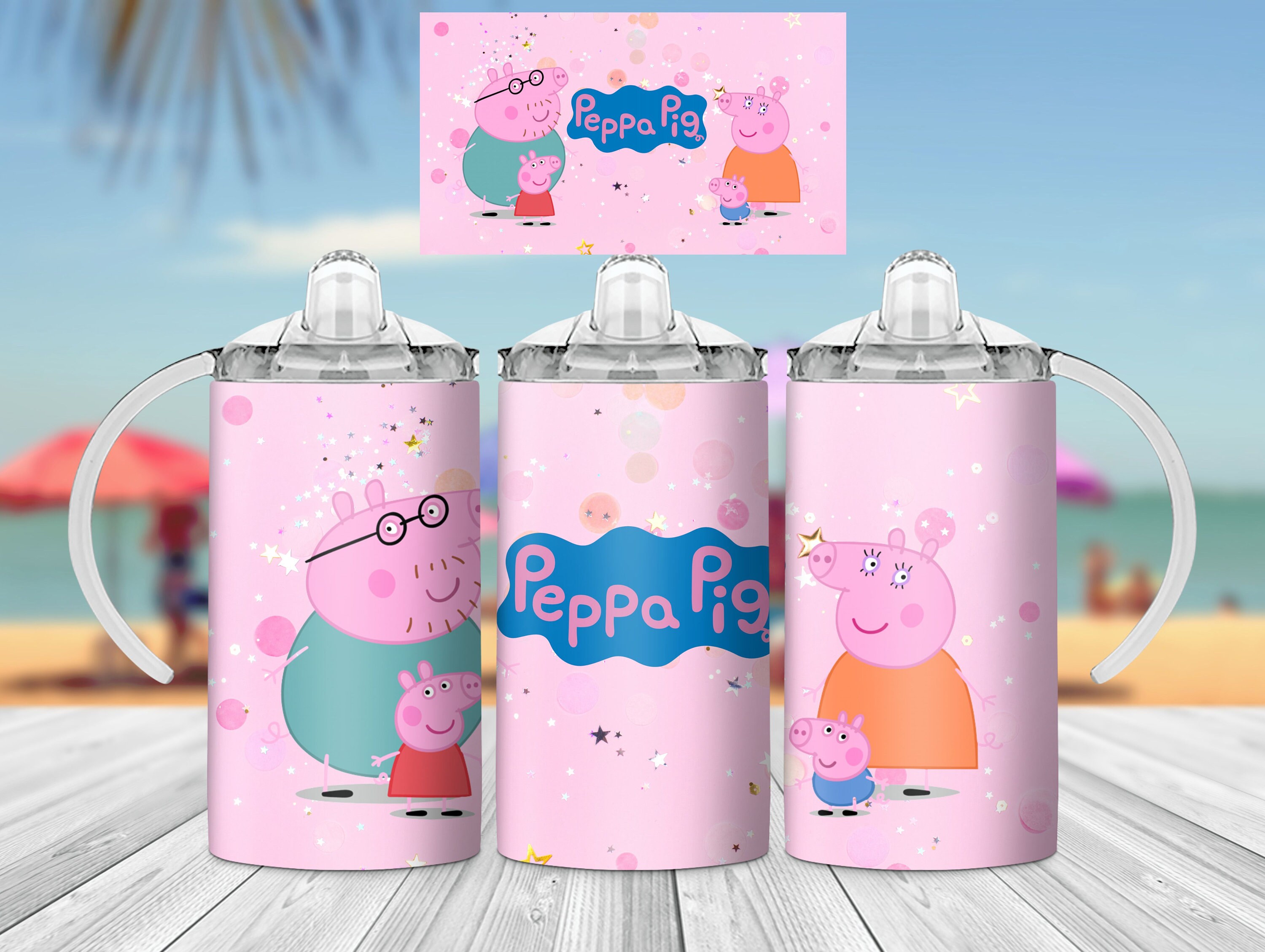 Pig Family Sippy Cup Sublimation Design Template 12oz Tumbler Wrap Pig ...
