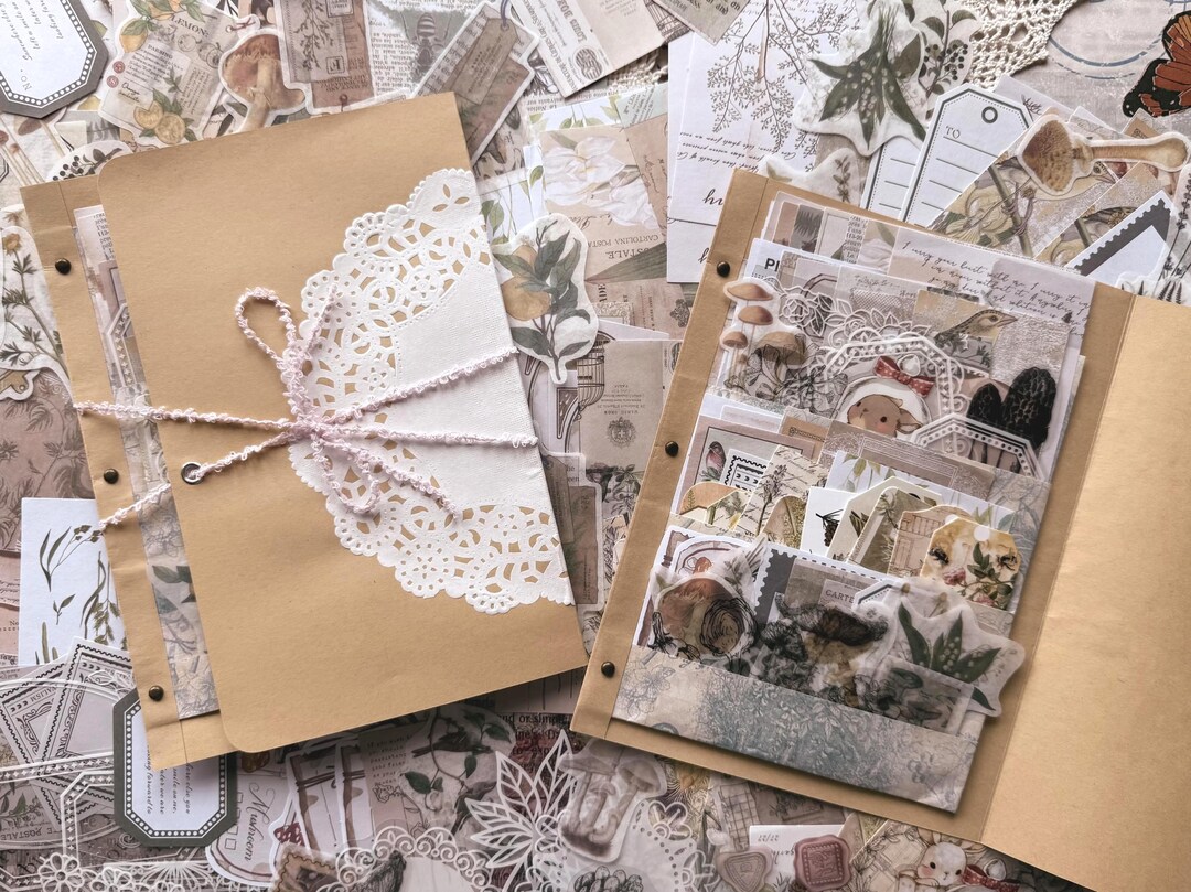 130 PCS Junk Journal Ephemera Kit With Scrapbooking Paper, Deco & Washi ...
