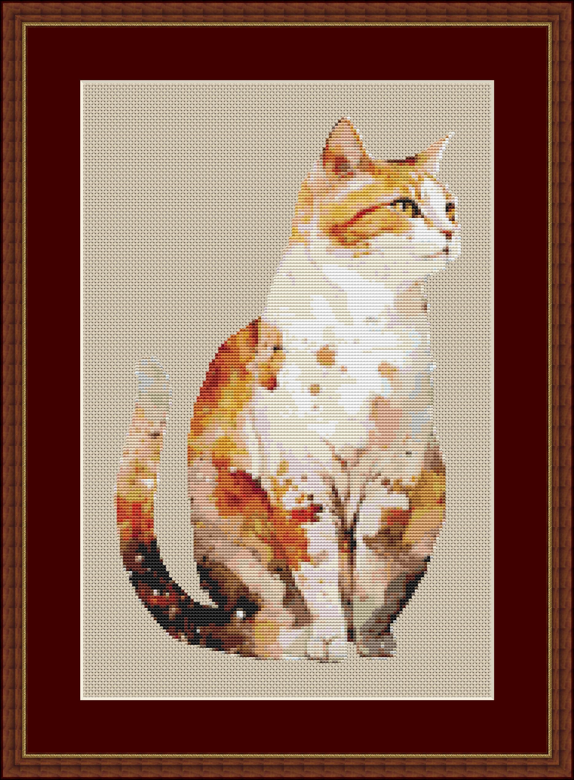 Orange Cat Cross-stitch,cat Silhouette Cross-stitch,instant Download ...