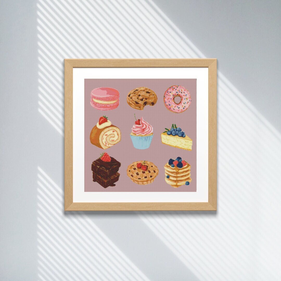 Pastries Cross-stitch Pattern,modern Cross-stitch,counted Cross-stitch ...