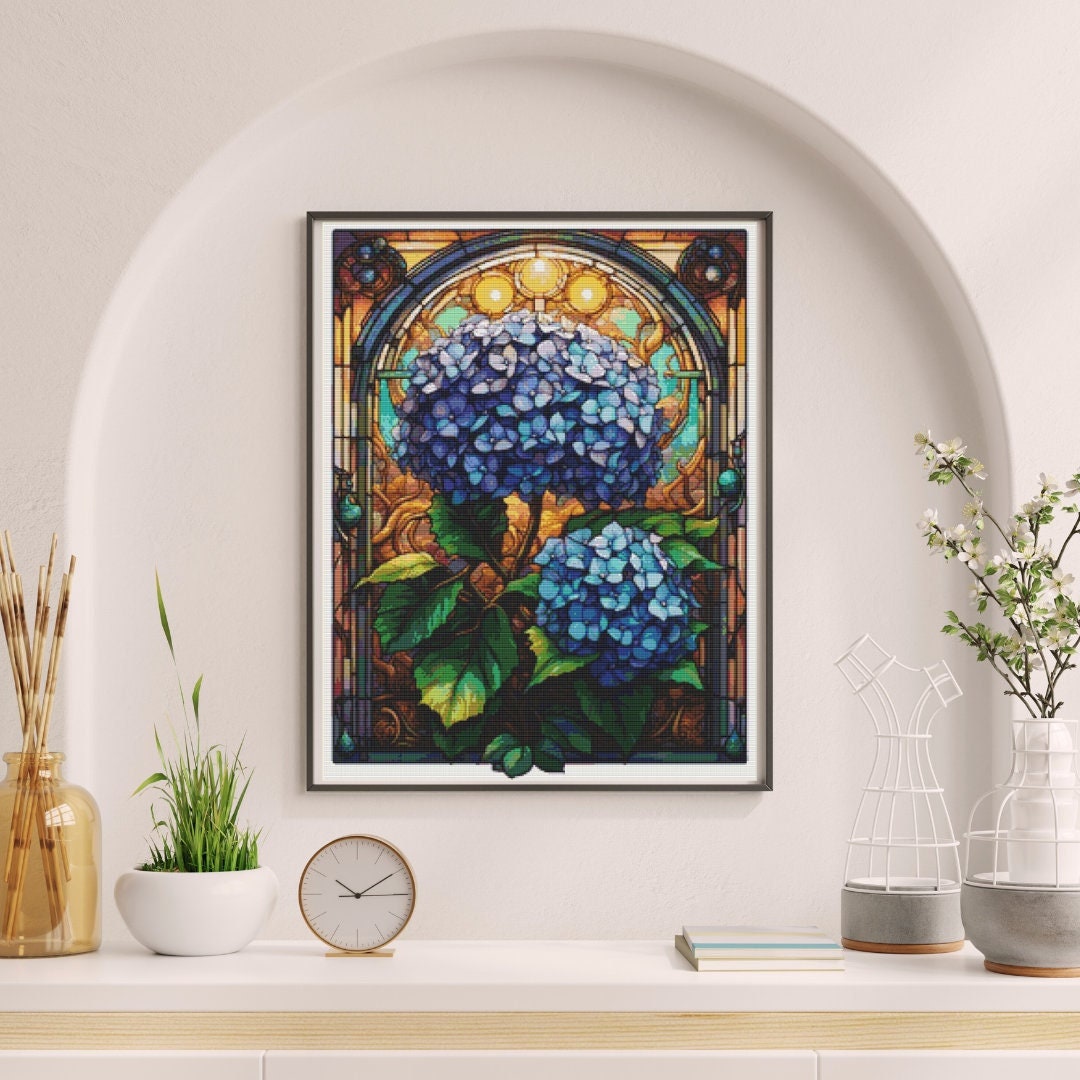 Blue Hydrangea Cross-stitch Pattern, Cross Stitch Pdf,modern Cross ...