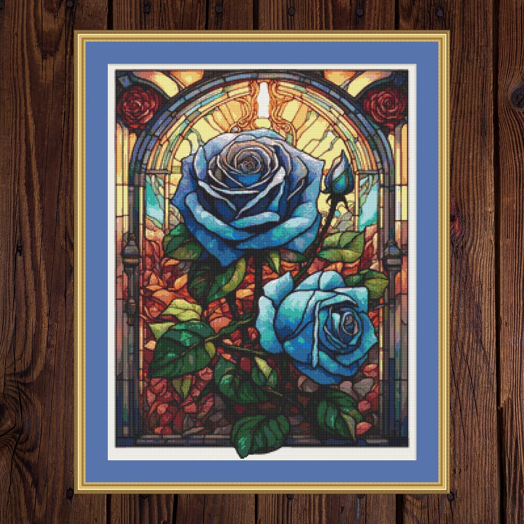 Blue Rose Cross-stitch,digital Embroidery Pattern,pdf Cross-stitch ...