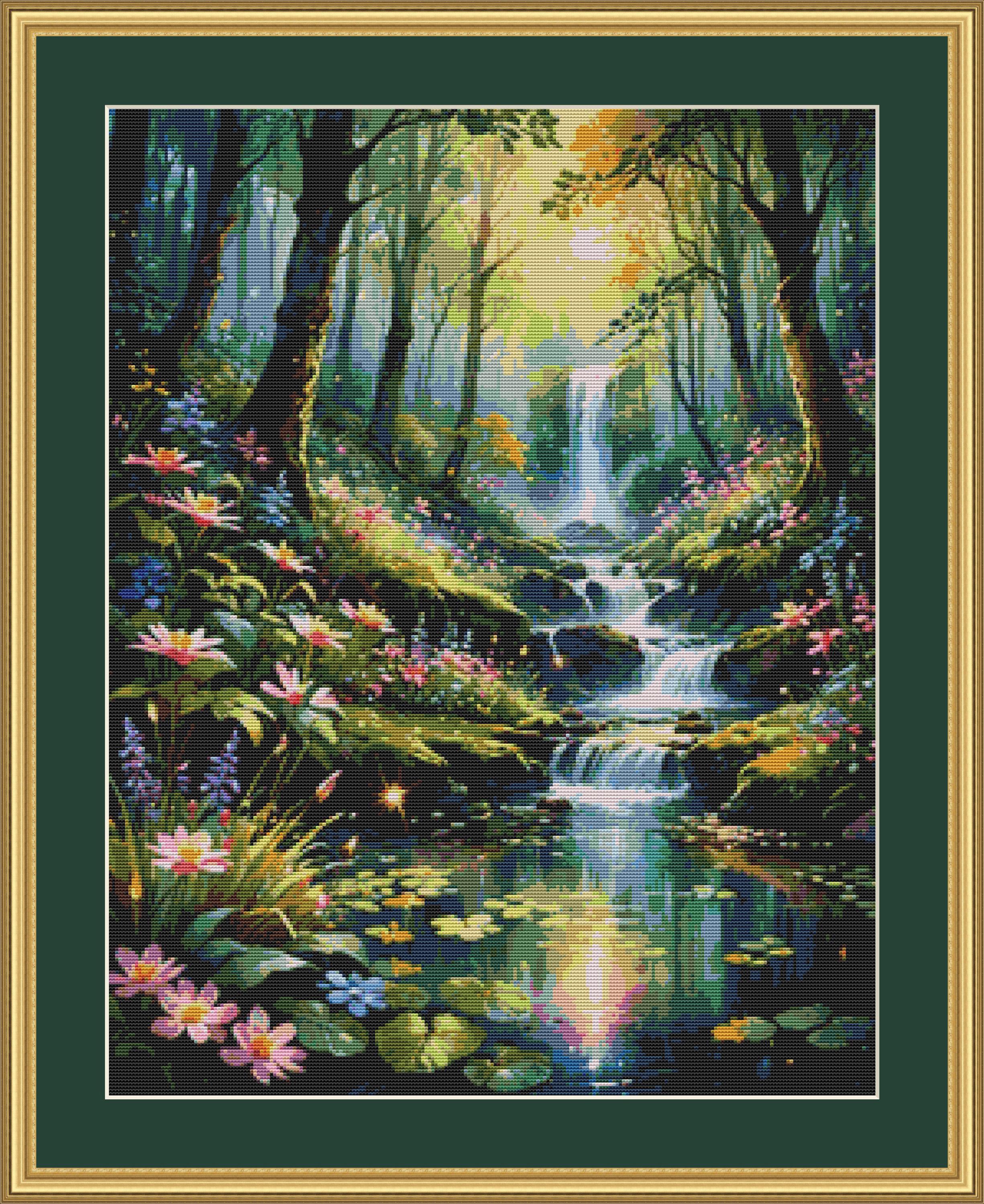 Waterfall Cross-stitch,pdf Pattern,instant Download,nature Embroidery ...