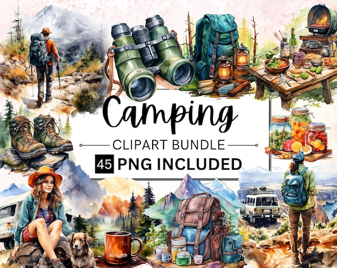 Watercolor Summer Clipart, Camping Clipart, Camp Tent Png, Campfire ...