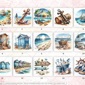 45 Watercolor Nautical Clipart Bundle, Beach Clipart Bundle, Travel PNG ...