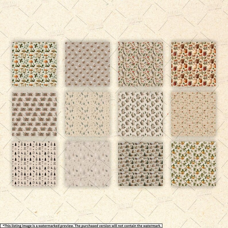 30 Boho Christmas Seamless Digital Paper, Seamless Holiday Backgrounds ...