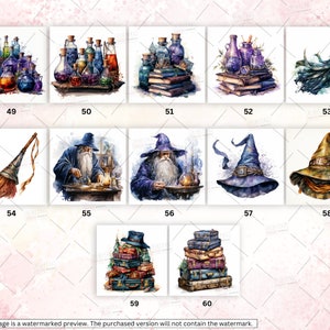 60 Watercolor Wizard School Clipart Bundle, Magic Wizard School PNG ...