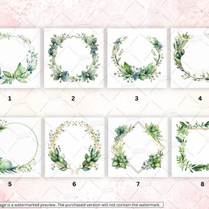 30 Watercolor Green Plant Frames Set, Greenery Digital Frames ...