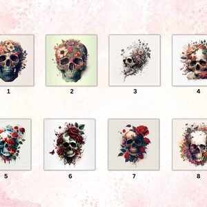 25 PNG Watercolor Floral Skull Clipart, Gothic Clipart, Fantasy Clip ...