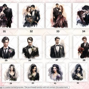 42 PNG Watercolour Gothic Wedding Clipart, Dark Fantasy Wedding Clip ...
