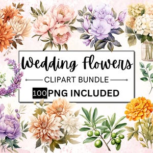 100 Watercolor Wedding Floral Clipart, Floral Clipart, Spring Clipart ...