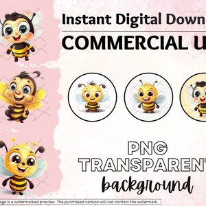 25 Cute Honey Bee Clipart, Bee PNG Bundle, Baby Honey Bee Clipart ...