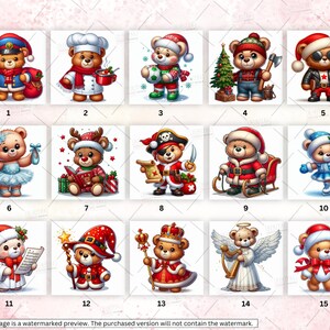 30 Watercolor Christmas Teddy Bear Clipart Bundle, Merry Christmas ...