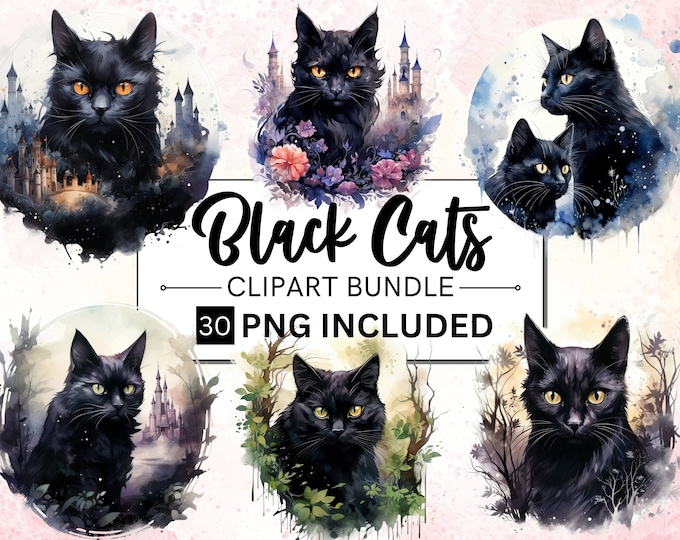 24 Celestial Black Cat PNG Clipart, Cat Magic Clip Art, Mystical ...