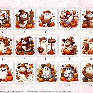 25 Watercolor Cute Ghost Clipart, Halloween Clipart PNG Bundle, Cute ...