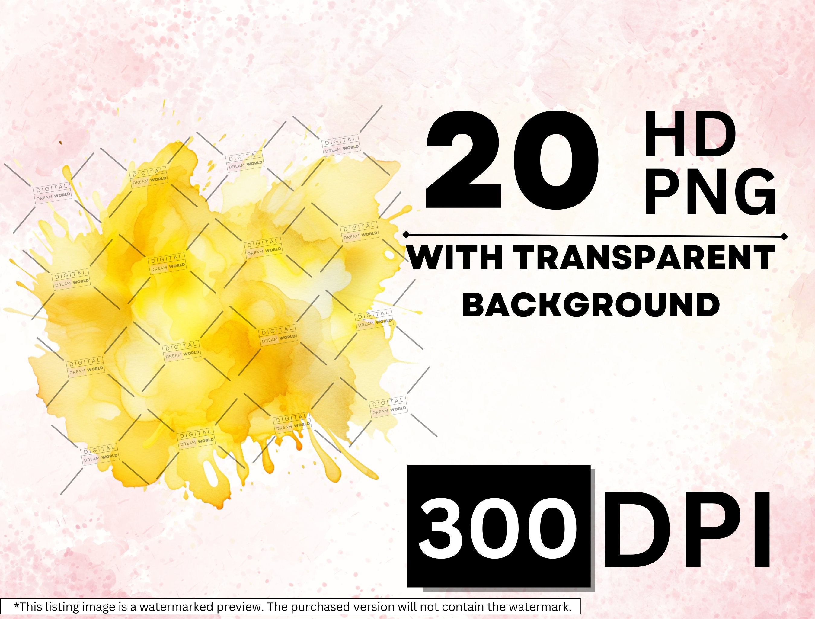 20 Pastel Watercolor Alcohol Ink Splash Clipart, Paint Splatter PNG ...