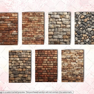 15 Rustic Brick Wall Textures, Grunge Stone, Digital Paper (US Letter ...