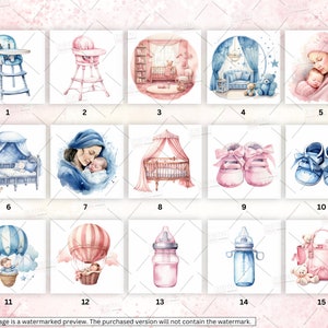 50 Watercolor Gender Reveal Bundle, Newborn Baby Boy Girl Watercolor ...