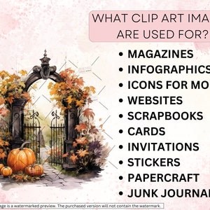 45 Autumn Gates Clipart Bundle, Watercolor Fall Season Clipart, Autumn ...