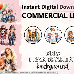46 Watercolor Kids PNG Clipart Bundle, Painted Boys and Girls ...