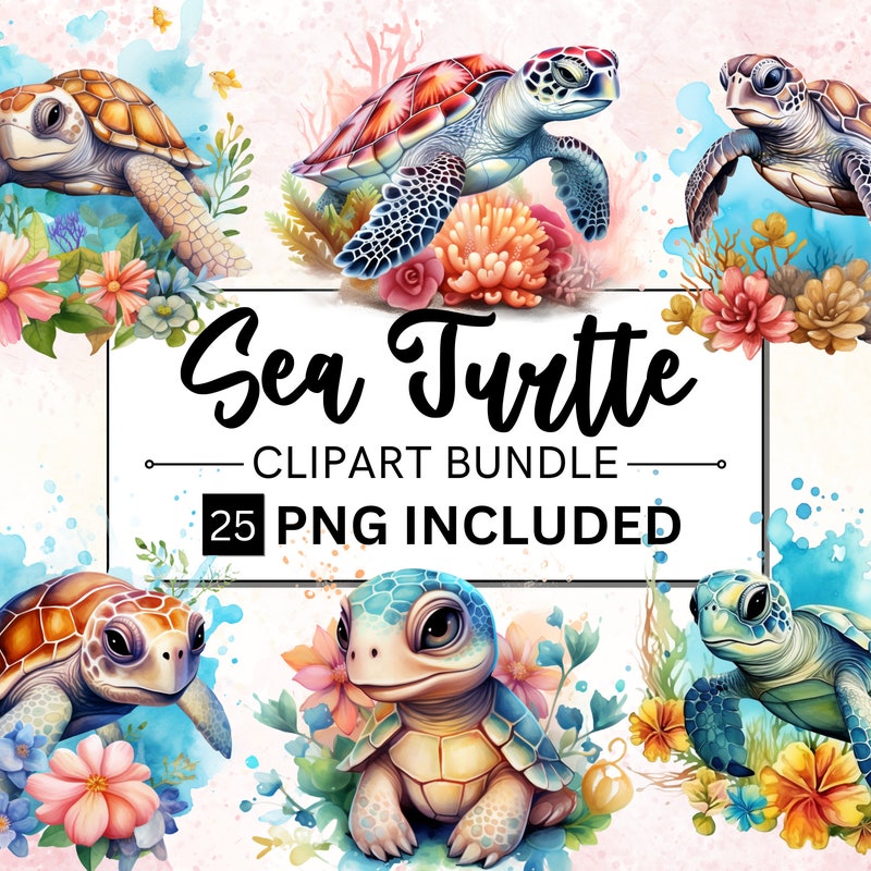 Sea Turtle Clipart - Etsy
