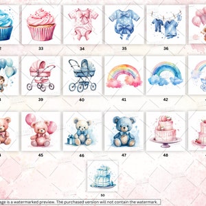 50 Watercolor Gender Reveal Bundle, Newborn Baby Boy Girl Watercolor ...