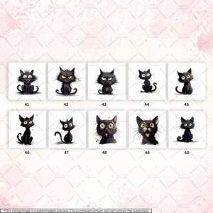 50 imágenes prediseñadas de gatos negros extravagantes, ilustraciones ...