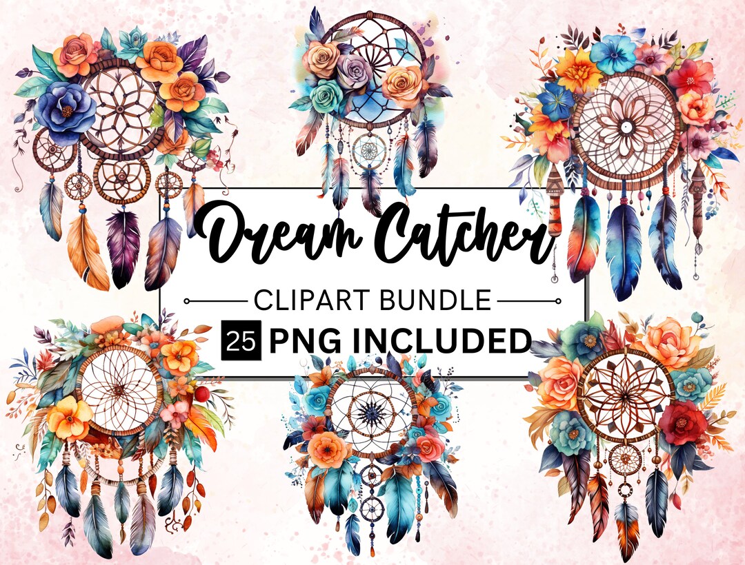 25 Watercolor Dream Catcher Clipart, Native American Bohemian Art ...