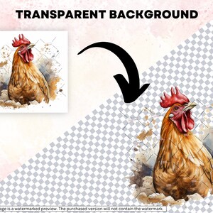 25 Watercolor Chicken Clipart, Farm Animals Clipart, Hen Clipart ...