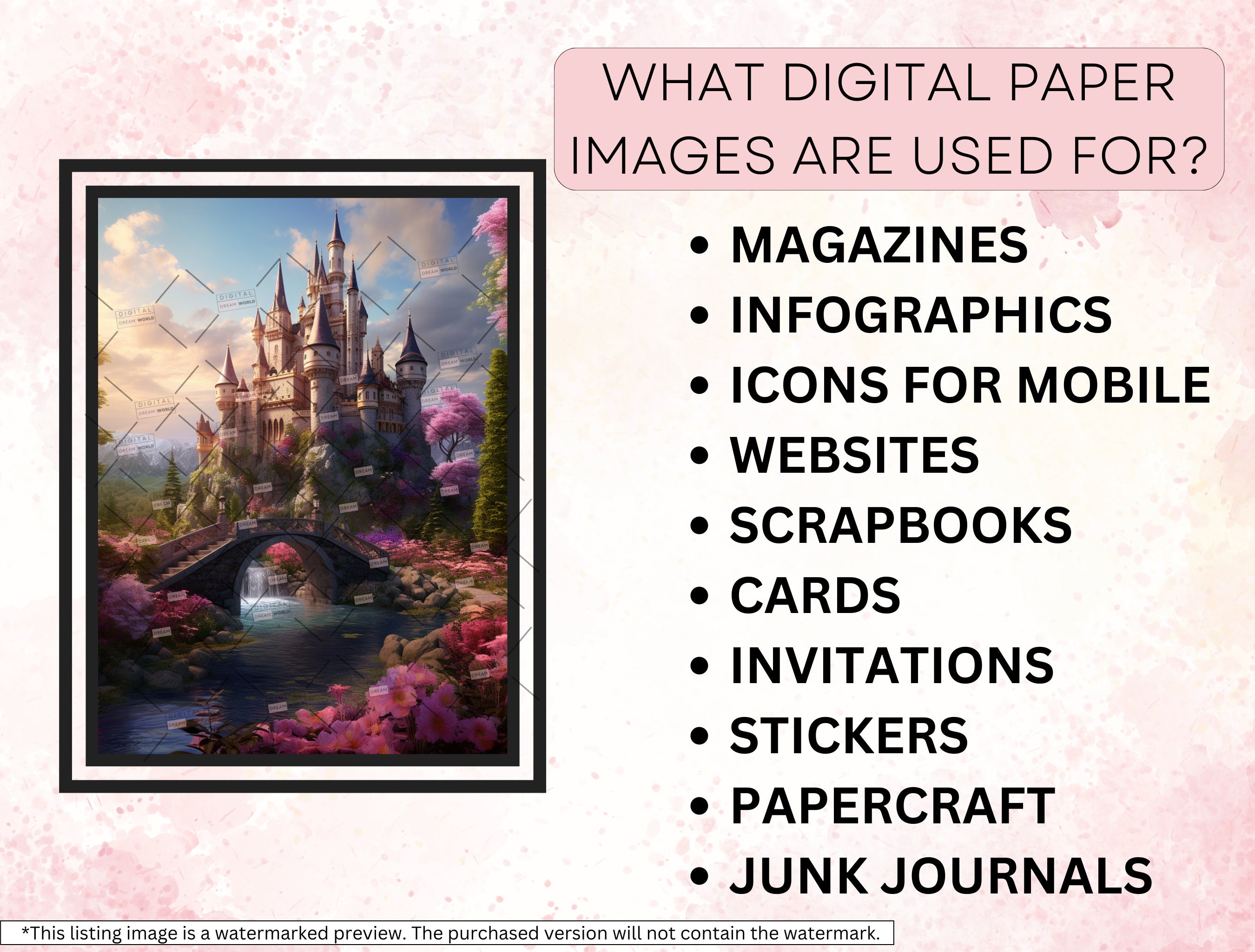 30 Printable Fairytale Castle Digital Paper Princess Castle - Etsy