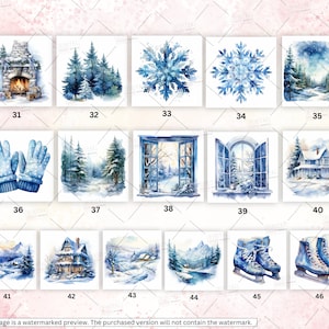 46 Watercolor Winter Clipart Bundle, Cozy Winter Cottagecore PNG ...