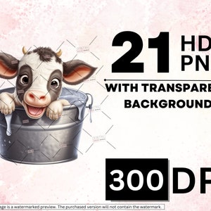 21 Cute Cow Clipart Bundle, Adorable Farm Animal, Farm Barn Animal PNG ...