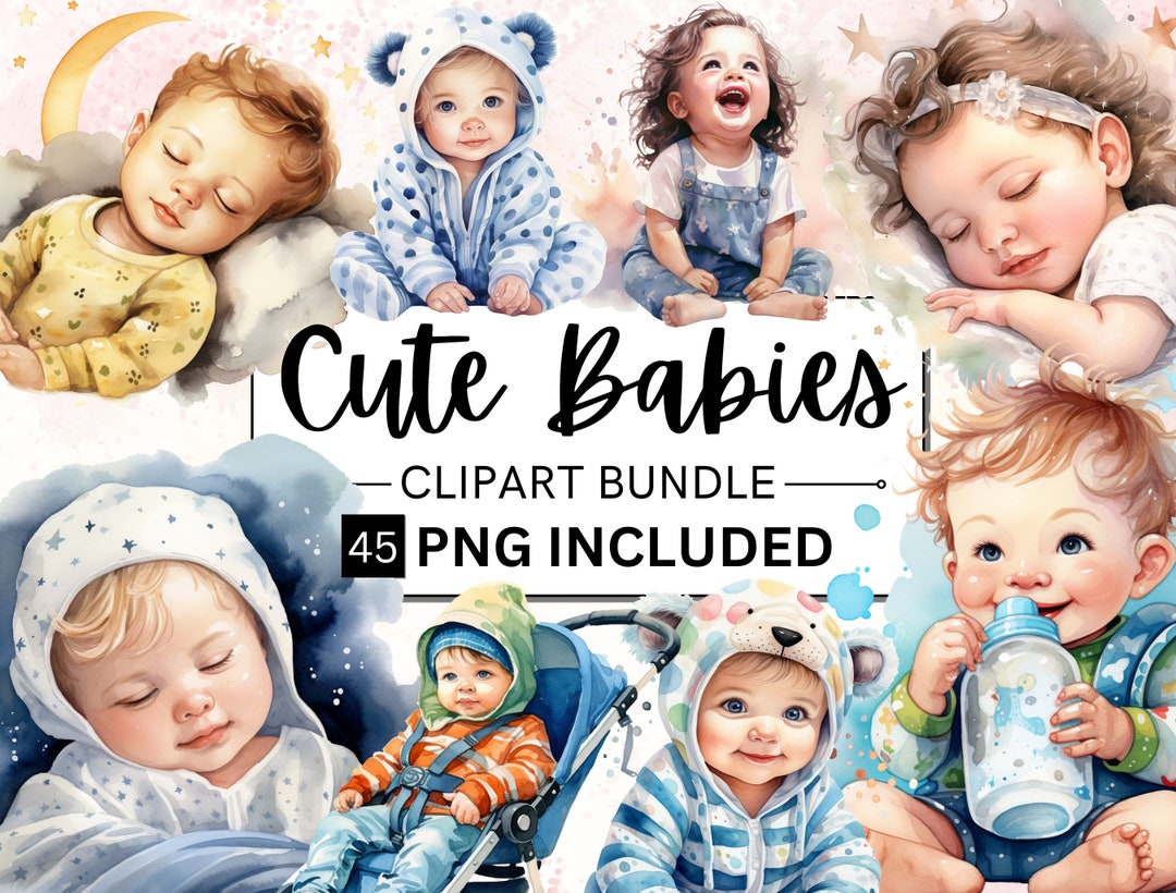 45 Watercolor Cute Babies Clipart, Newborn Baby, Clipart Baby,nursery ...
