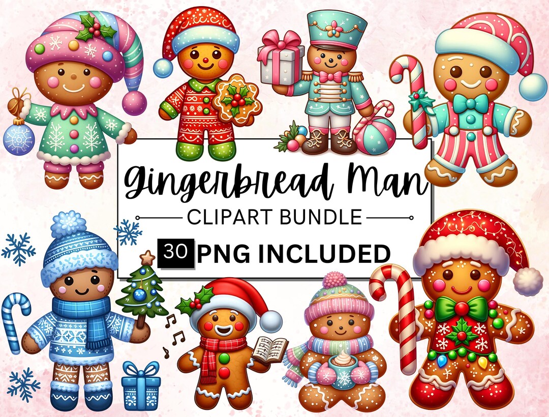 30 Watercolor Gingerbread Man Clipart, Gingerbread Clipart, Winter ...