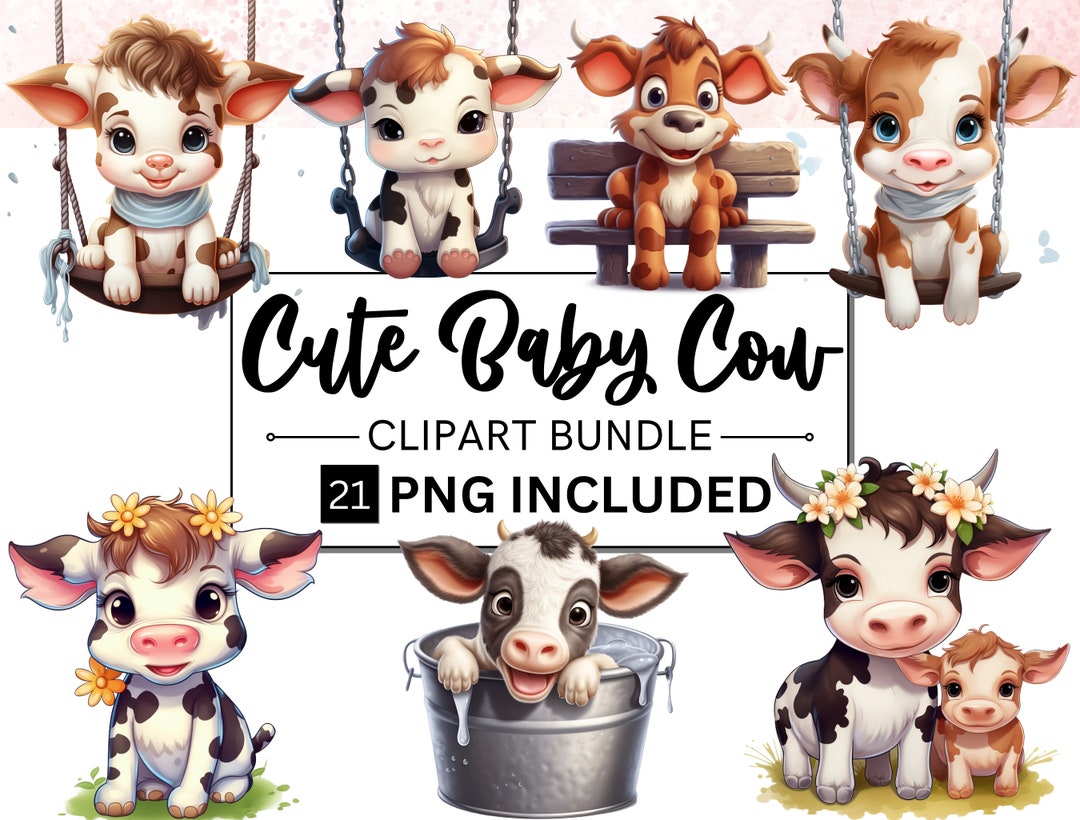 21 Cute Cow Clipart Bundle, Adorable Farm Animal, Farm Barn Animal PNG ...