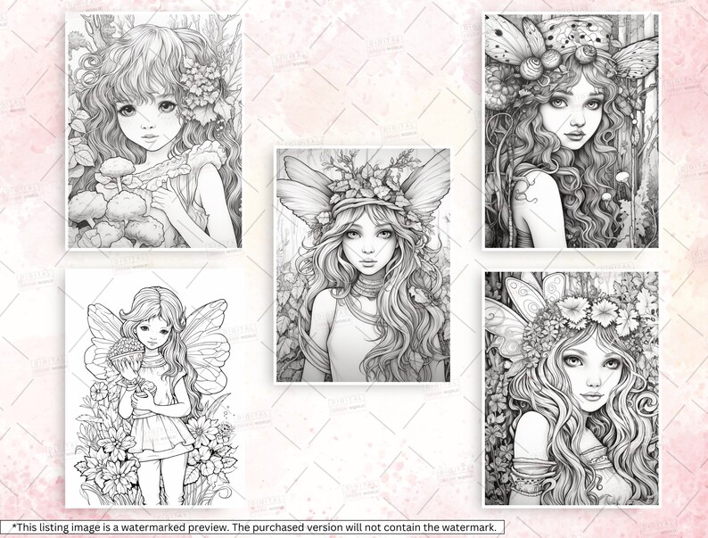 35 Forest Fairy Coloring Pages for Adults & Kids Delicate - Etsy