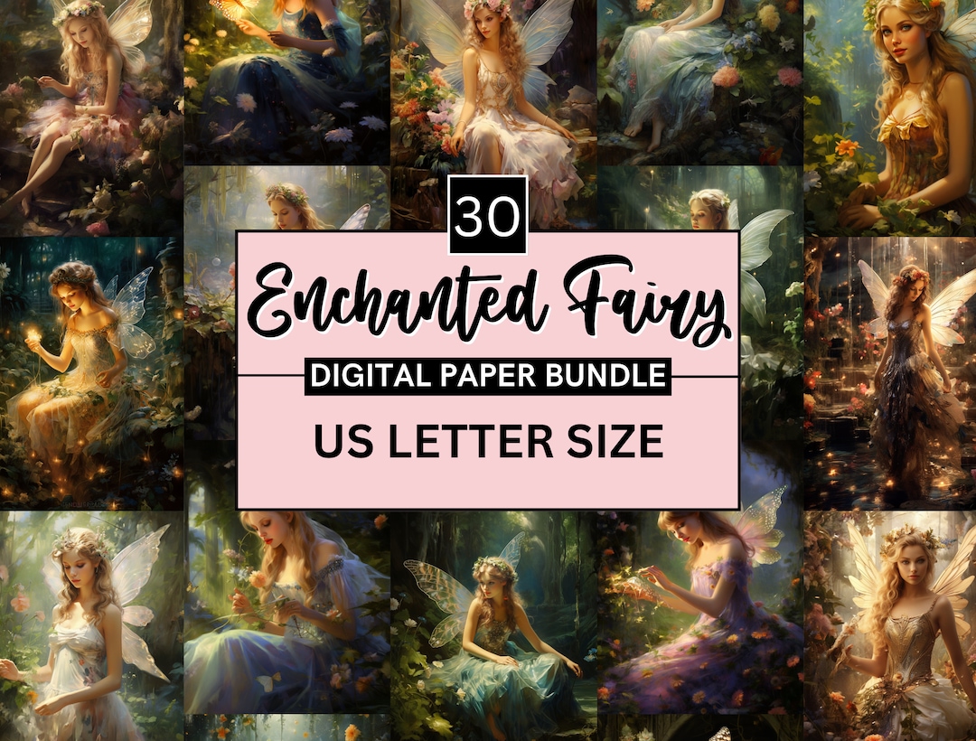 30 Enchanted Forest Fairy Digital Paper, Magical Mystery Forest Fairy ...