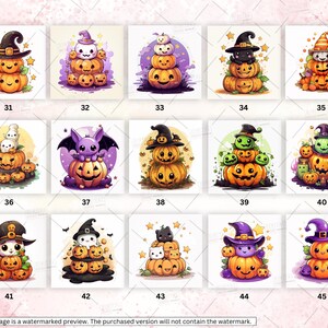 45 Halloween Cute Clipart, Kawaii Pastel Halloween PNG Bundle, Pastel ...