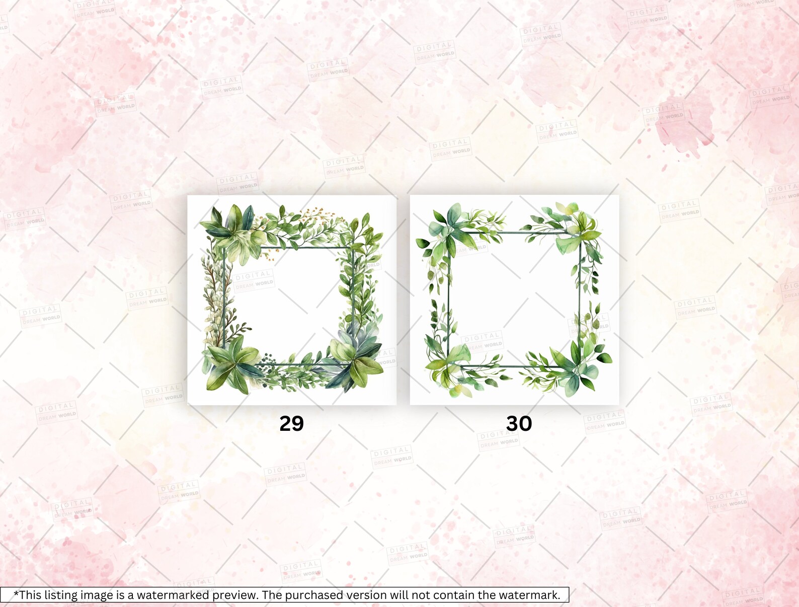 30 Watercolor Green Plant Frames Set Greenery Digital Frames - Etsy