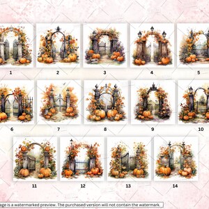 45 Autumn Gates Clipart Bundle, Watercolor Fall Season Clipart, Autumn ...